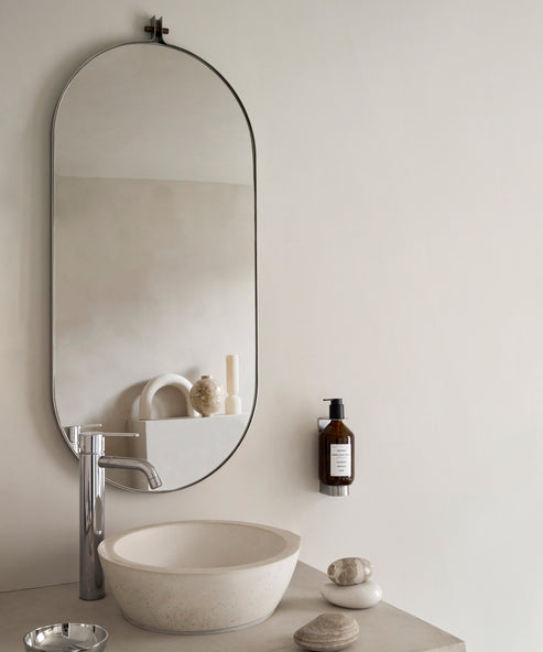 Dowel Mirror Round With Steel Frame & Walnut Plug – TRNK